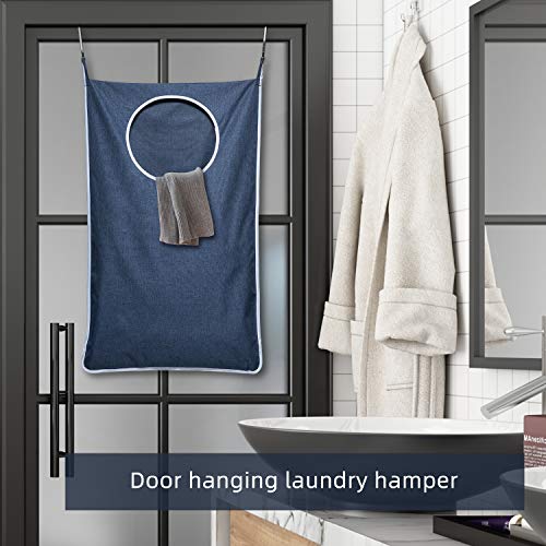 SAVERHO Large Hanging Laundry Hamper Bag, Waterproof Door Laundry Hamper for Dirty Clothes Larg SizeĀ 35X22inch Hanging Laundry Bag(Blue-2Pack)