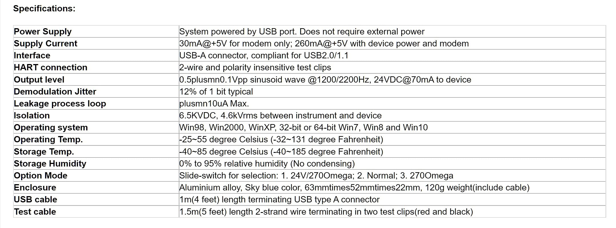 USB Hart Modem WS232UP Hart-USB Modem Hart Transmitter with Built-in 24VDC Loop Resistor Hart Communicator 475 375 Modem Modem