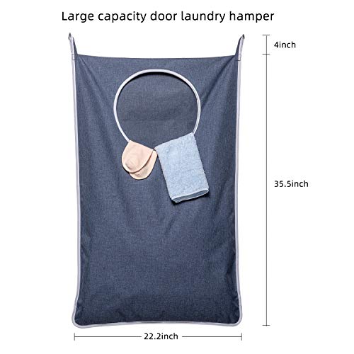 SAVERHO Large Hanging Laundry Hamper Bag, Waterproof Door Laundry Hamper for Dirty Clothes Larg SizeĀ 35X22inch Hanging Laundry Bag(Blue-2Pack)