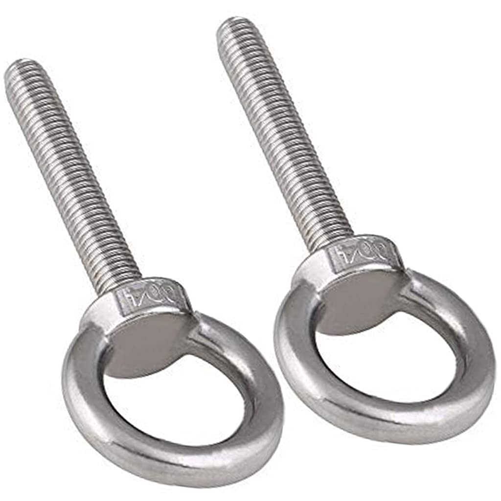 HYXXYY Shoulder Eye Bolt, M10 304 Stainless Steel Eye Bolts 3/8"x2.75" Eye Bolts Heavy Duty Screw Bolt with Washer and Nuts Set Muti-Function for Indoor Outdoor, 10mm x 70mm, 4 Pack