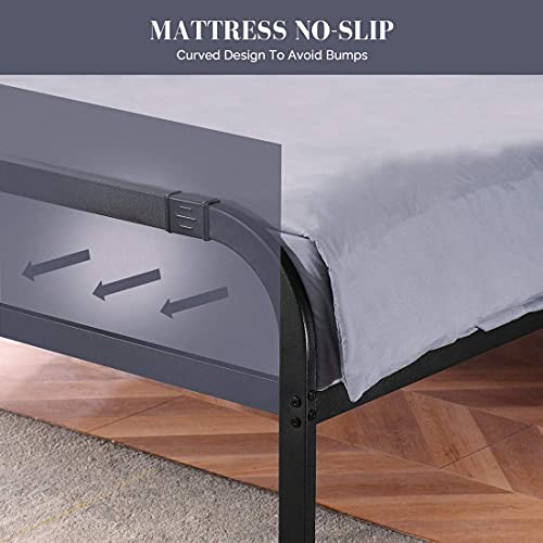 TATAGO 14 Inch Queen Bed Frame with 40 Inch Matte Curved Design Headboard and Footboard, Heavy Duty Metal Platform Mattress Foundation, 3500lbs Extra-Strong Support, No Noise