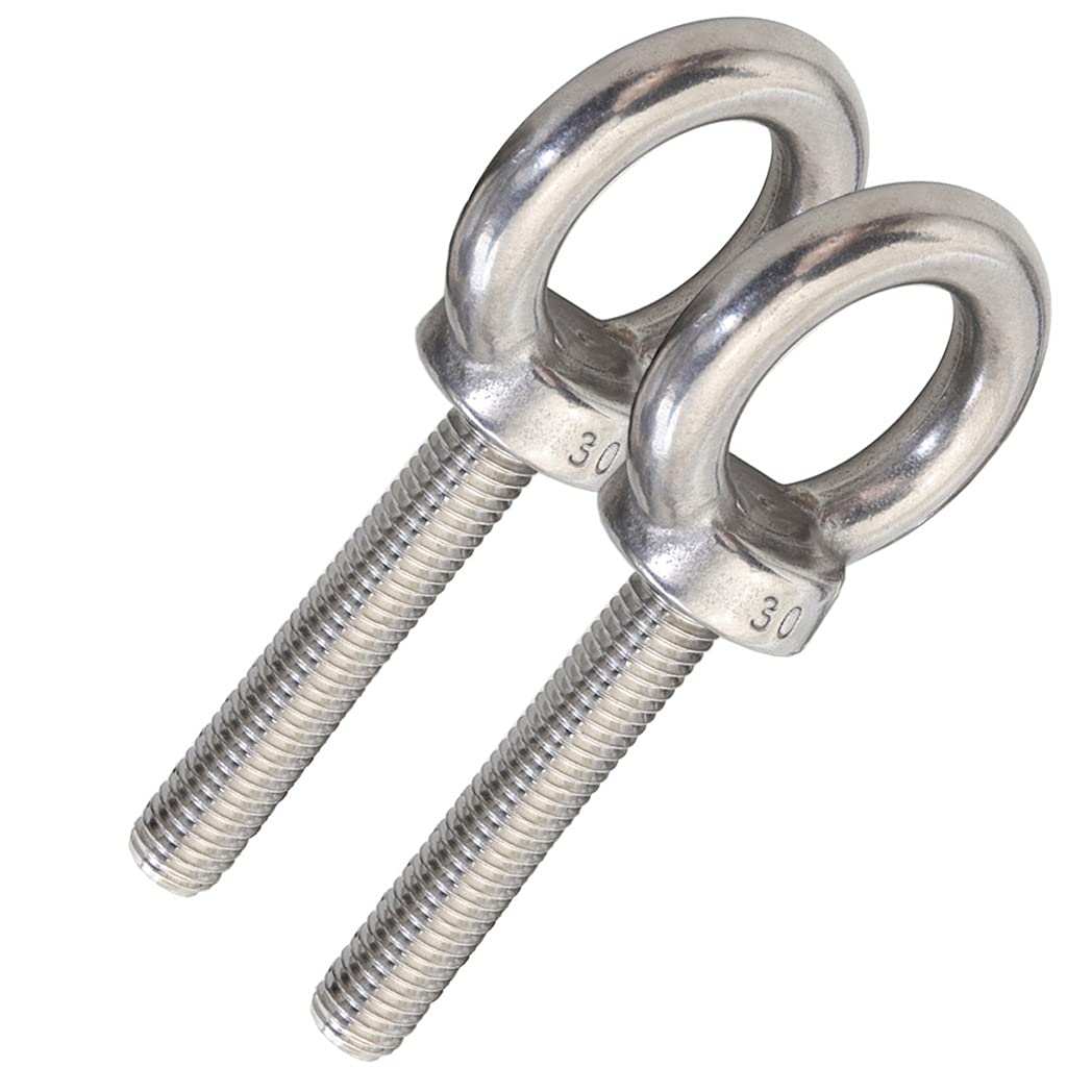 HYXXYY Shoulder Eye Bolt, M10 304 Stainless Steel Eye Bolts 3/8"x2.75" Eye Bolts Heavy Duty Screw Bolt with Washer and Nuts Set Muti-Function for Indoor Outdoor, 10mm x 70mm, 4 Pack