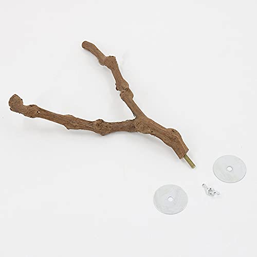 OFLAO Parrot Perches, Wood Bird Stand Perch, Natural Wild Grape Stick Bird Stand Pole, Y Shape Stand Perch, Standing Climbing Branch Toy Cage Accessories for Parrots, Parakeet, Budgies, Lovebirds