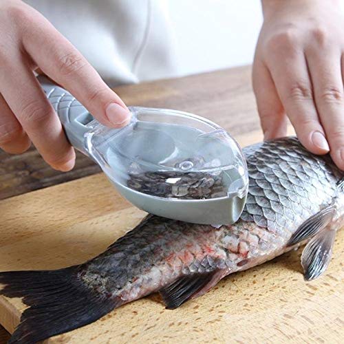 Fast Remove Fish Skin Brush Plastic Fish Scales Graters Scraper Easy Kitchen Cleaning Tool (Blue)