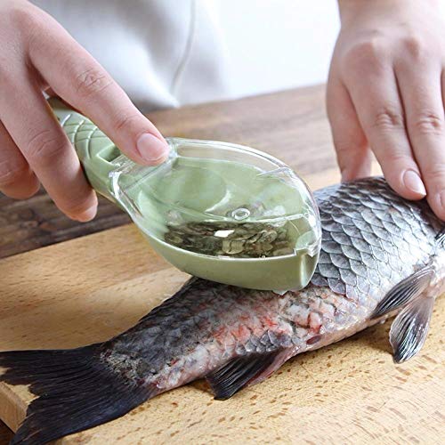 Fast Remove Fish Skin Brush Plastic Fish Scales Graters Scraper Easy Kitchen Cleaning Tool (Blue)
