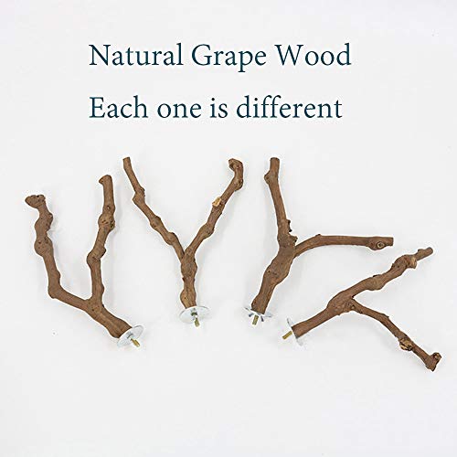 OFLAO Parrot Perches, Wood Bird Stand Perch, Natural Wild Grape Stick Bird Stand Pole, Y Shape Stand Perch, Standing Climbing Branch Toy Cage Accessories for Parrots, Parakeet, Budgies, Lovebirds