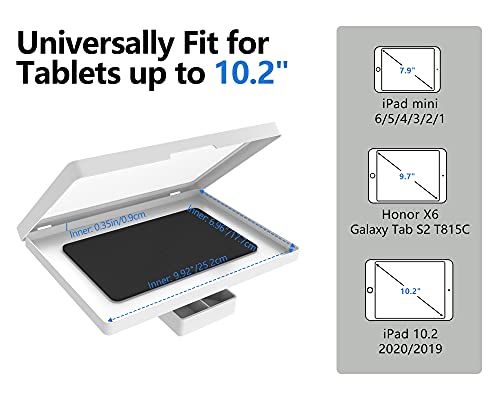MoKo Wall Mount Shower Tablet Holder, 360 Rotation Waterproof Tablet Holder Bathroom Tablet Case Mount Shelf with Touchable Anti-Fog Screen for Tablets Up to 10.2", Fit with iPad 9 iPad Mini 6, White