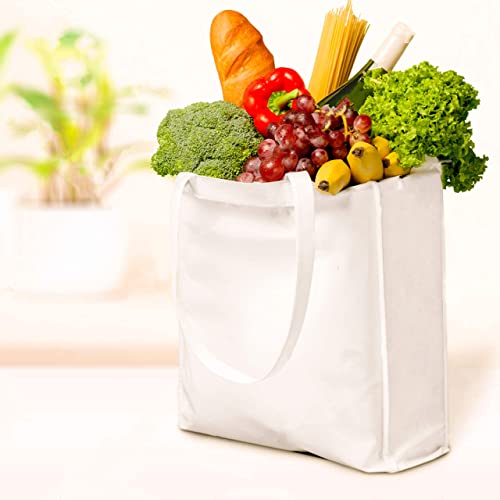WHITEWRAP Canvas Grocery Shopping Bag with 6 Pockets 14.5” x 13” x 8" Pack of 2