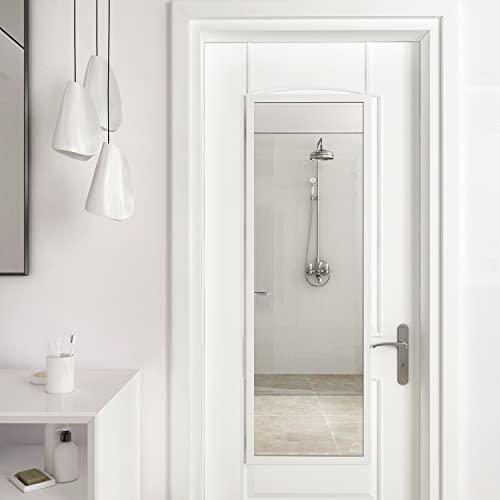 whitebeach Wall Mirror Full Length Door Mirror, White Bedroom Mirror Full Body Mirror Over The Door Mirror Door Hanging Mirror 48“×16"