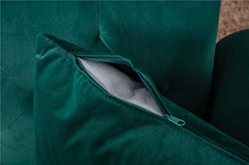 SZLIZCCC 63" Accent Sofa, Mid Century Modern Velvet Fabric Couch, Convertible Futon Sofa Bed ,Recliner Couch Accent Sofa Loveseat Sofa with Gold Metal Feet (Green)