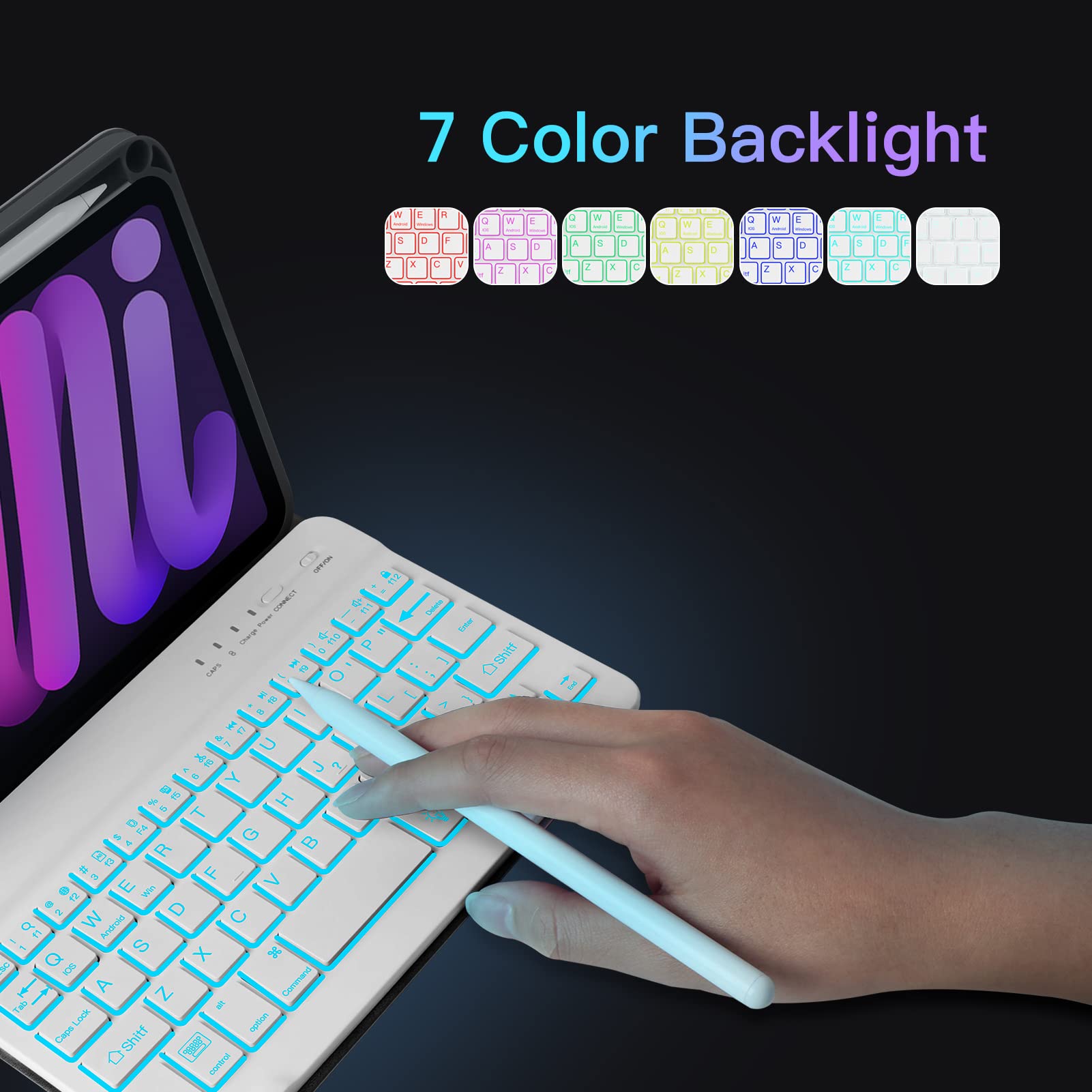 PIMOFEE iPad mini 6 case with keyboard 2021 8.3"- Backlit Keyboard Case Thin Slim Smart with Detachable Wireless Backlit Keyboard with Pencil Holder for iPad Mini 6th Generation 8.3" 2021,Rose Gold