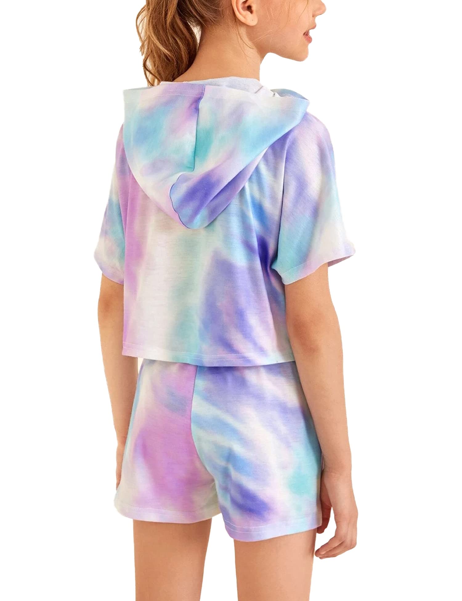 Girls Tie Dye Clothes Outfits Tracksuits Jogger Set Sweatsuits Activewear Crop Tops Hoodies Shorts Sets Size 12