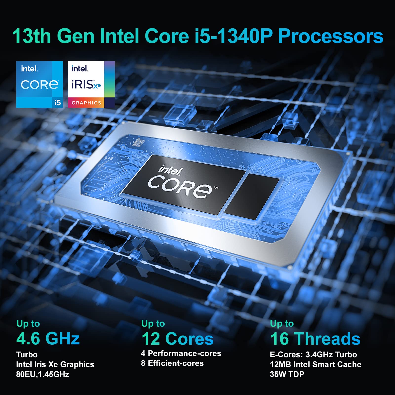Intel NUC 13 Pro NUC13ANHi5 Arena Canyon Mini PC, Core i5-1340P, 8GB RAM, 256GB SSD, Mini Computer Win 11 Pro für Business Home Office, Unterstützung 8K/4K Quad Display/WiFi 6E/BT 5.3/Thunderbolt 4