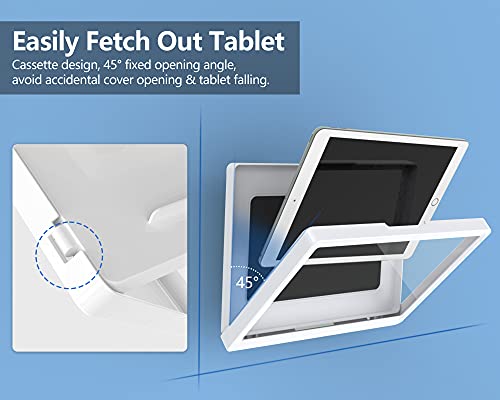 MoKo Wall Mount Shower Tablet Holder, 360 Rotation Waterproof Tablet Holder Bathroom Tablet Case Mount Shelf with Touchable Anti-Fog Screen for Tablets Up to 10.2", Fit with iPad 9 iPad Mini 6, White