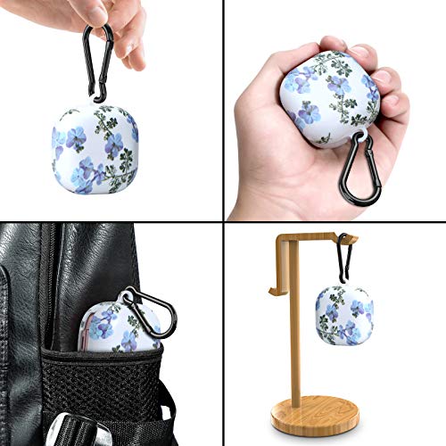 PC Plastic Hard Shell Case Cover for Galaxy Buds Live 2020/Galaxy Buds Pro 2021with Carabiner Anti-Lost & Shockproof Skin Accessories Compatible 2021 Latest Samsung Galaxy Buds 2 (Petal-Blue)