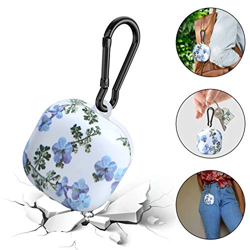 PC Plastic Hard Shell Case Cover for Galaxy Buds Live 2020/Galaxy Buds Pro 2021with Carabiner Anti-Lost & Shockproof Skin Accessories Compatible 2021 Latest Samsung Galaxy Buds 2 (Petal-Blue)