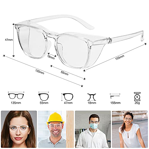 Safety Glasses Anti Fog Clear Safety Goggles Protective Eyewear Blue Light Blocking Scratch Resistant Anti Dust UV Protection Glasses with Side Shields For Men And Women(White)