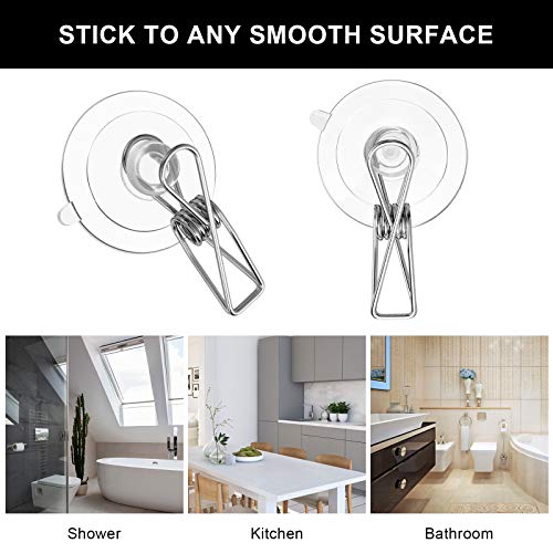 16 Pieces Suction Cup Clips Plastic Round Suction Cup Clamp Holder Suction Cups with Clips Heavy Duty for Hanging Home Office Accessories