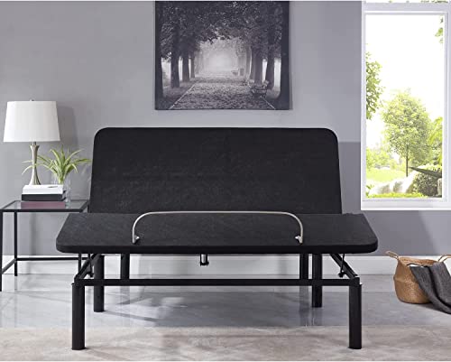 Deep Sleep Enabling Serenity Adjustable Bed Frame Full, Head & Foot Incline, 7 adjustable positions, Wireless Remote, Compact, Zero Gravity Lounge Bed, Electric Bed Base, Easy Assembly - Black