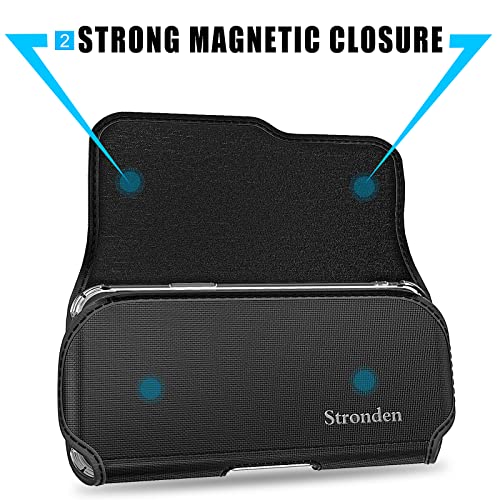 Stronden Holster for iPhone 14 Plus, 14 Pro Max, iPhone 13 Pro Max, 12 Pro Max, 11 Pro Max - Military Grade Nylon Belt Pouch w/Metal Clip & Magnetic Closure (Fits Otterbox Commuter/Aneu Case on)