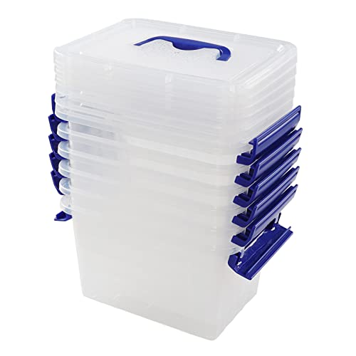 DynkoNA 6-Pack 3 L Small Plastic Storage Box with Lid, Clear Storage Bins