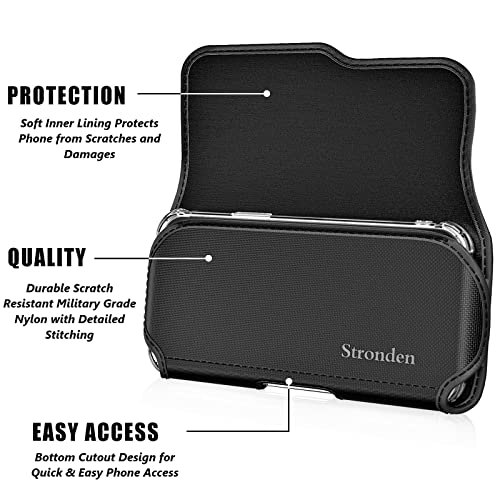 Stronden Holster for iPhone 14 Plus, 14 Pro Max, iPhone 13 Pro Max, 12 Pro Max, 11 Pro Max - Military Grade Nylon Belt Pouch w/Metal Clip & Magnetic Closure (Fits Otterbox Commuter/Aneu Case on)