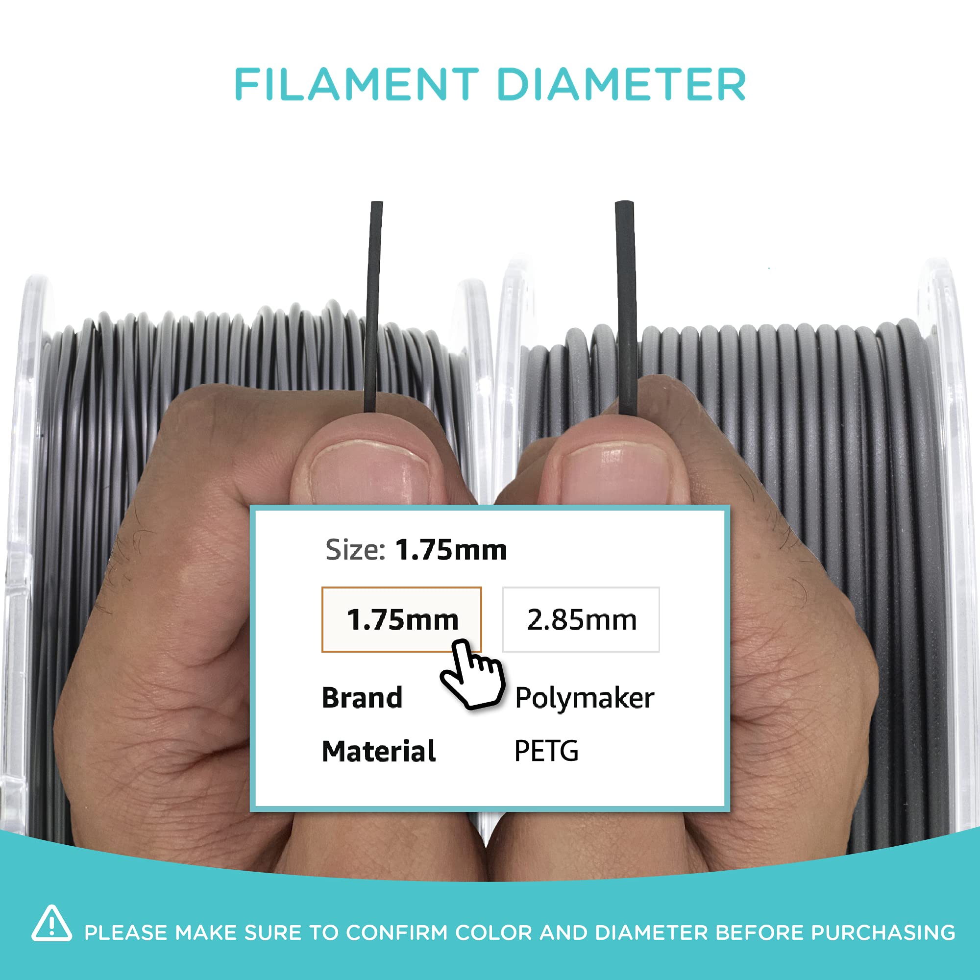 Polymaker PETG Filament 1.75mm, 1kg Strong PETG 3D Printer Filament Black - PolyLite PETG Black 3D Printing Filament 1.75mm, Dimensional Accuracy +/- 0.03mm, Print with Most 3D Printers