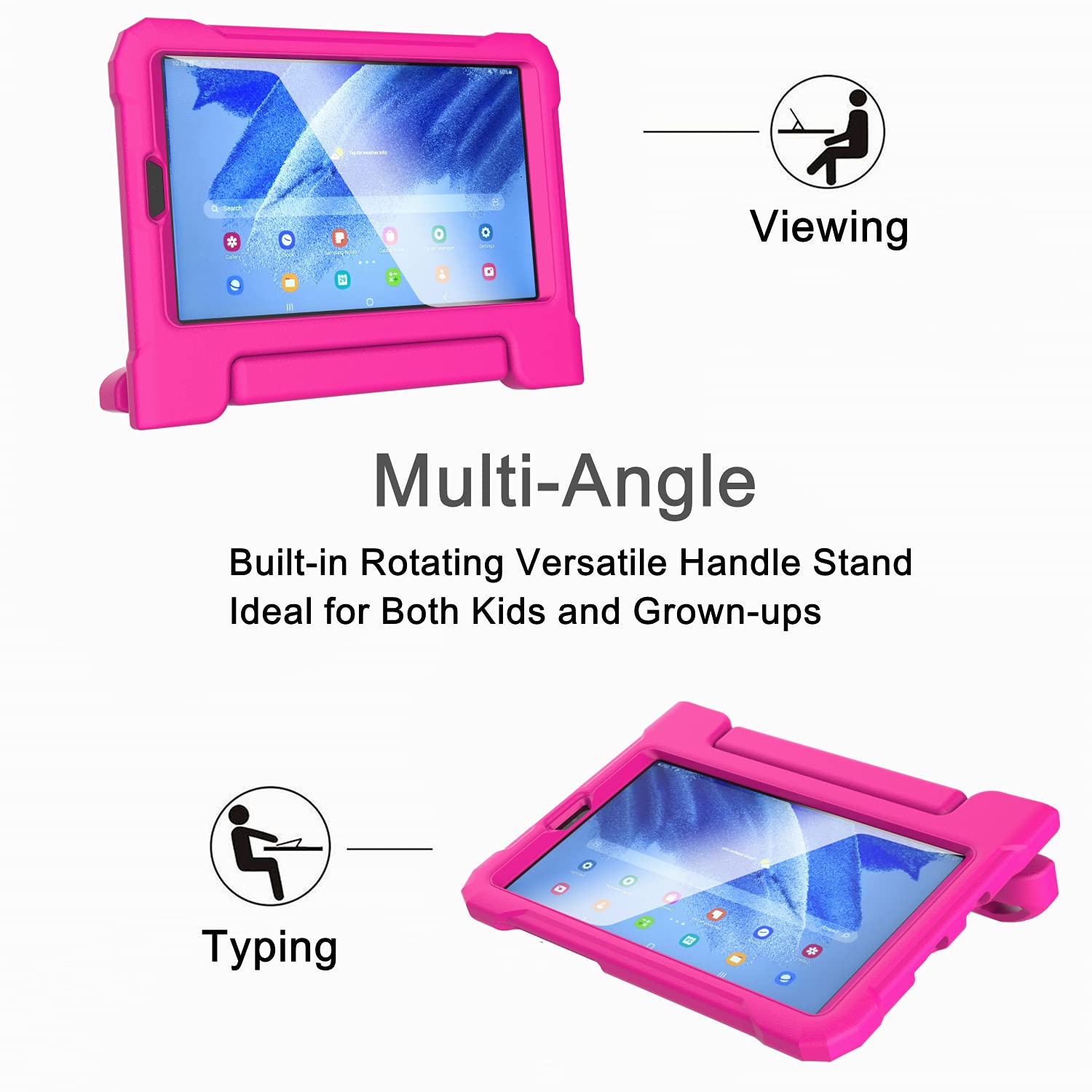 MAISON Kids Case for Samsung Galaxy Tab A9 8.7-inch 2023 SM-X110/X115/X117 & Galaxy Tab A7 Lite 8.7-inch 2021 T220/T225/T227 Shockproof, Built-in Screen Protector Stand Tablet Cover (Hot Pink)
