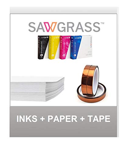 Sawgrass SG500 ink Sublijet UHD with 110 Sheets SUBLIMAX Paper & 3 Rolls Tape Cyan Yellow Magenta Black