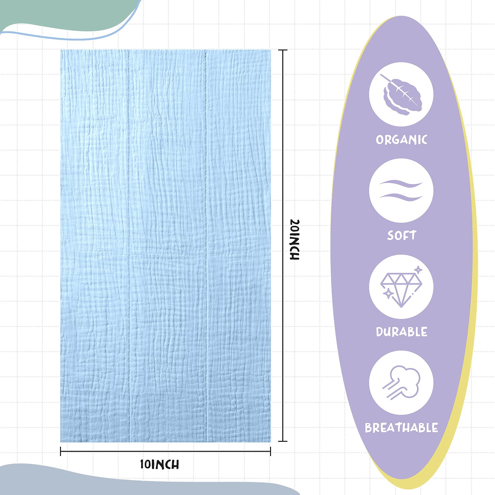 6 Pack Muslin Burp Clothes Double Layered Burping Cloths 20 x 10 Inch Infant Burp Clothes Soft Absorbent Cotton Burping Cloths Set Spit Up Rags Washcloths for Girls Boys (Bright Pattern)