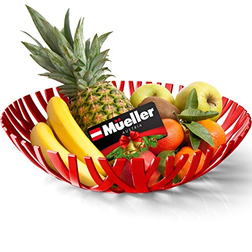 Mueller Fruit Basket, European Fruit Bowl, Fruit and Vegetables Holder for Counters, Kitchen, Countertop, Home Decor, High-end Look, Red