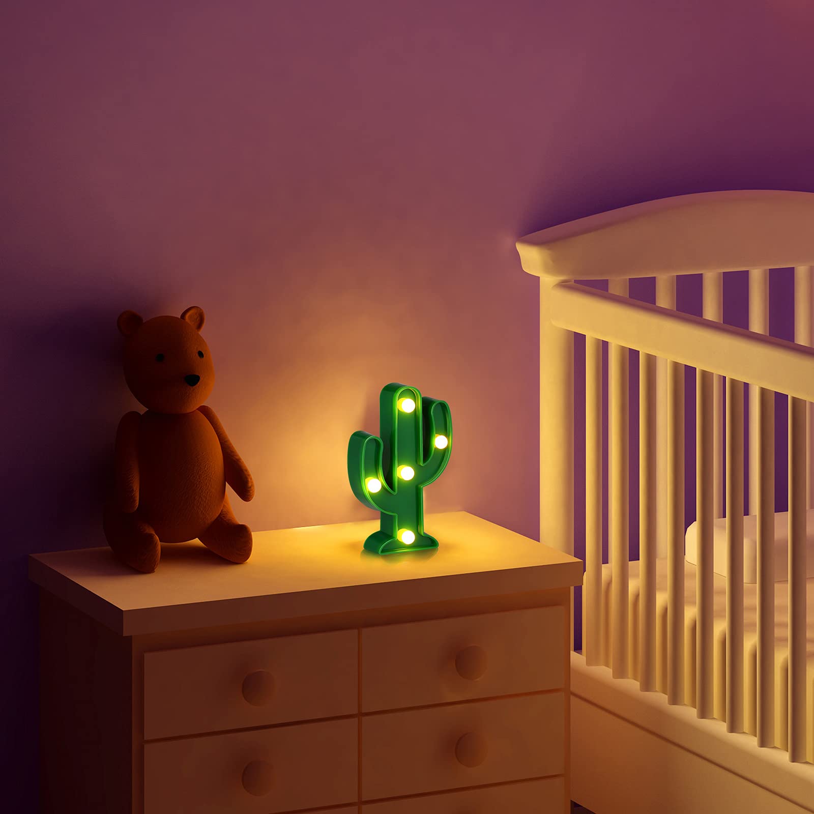 Riakrum 2 Pcs LED Night Light LED Cactus Light Mexican Party Decorations Cinco De Mayo Decorations Cute Lamp for Table Room Bedroom Party Decoration Home(4.72 x 2.76 Inch)