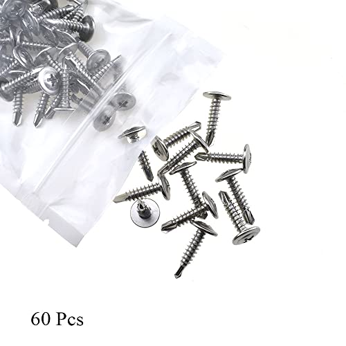 Hao Pro #8 x 3/4" Flat Head Phillips Self Tapping Drilling Bolts Screws with Drill Point Keep Flush Go in Cut Thread Clean Secure Well Sturdy Easy Drive Not Rust Dull 410 Stainless Steel 60PCS