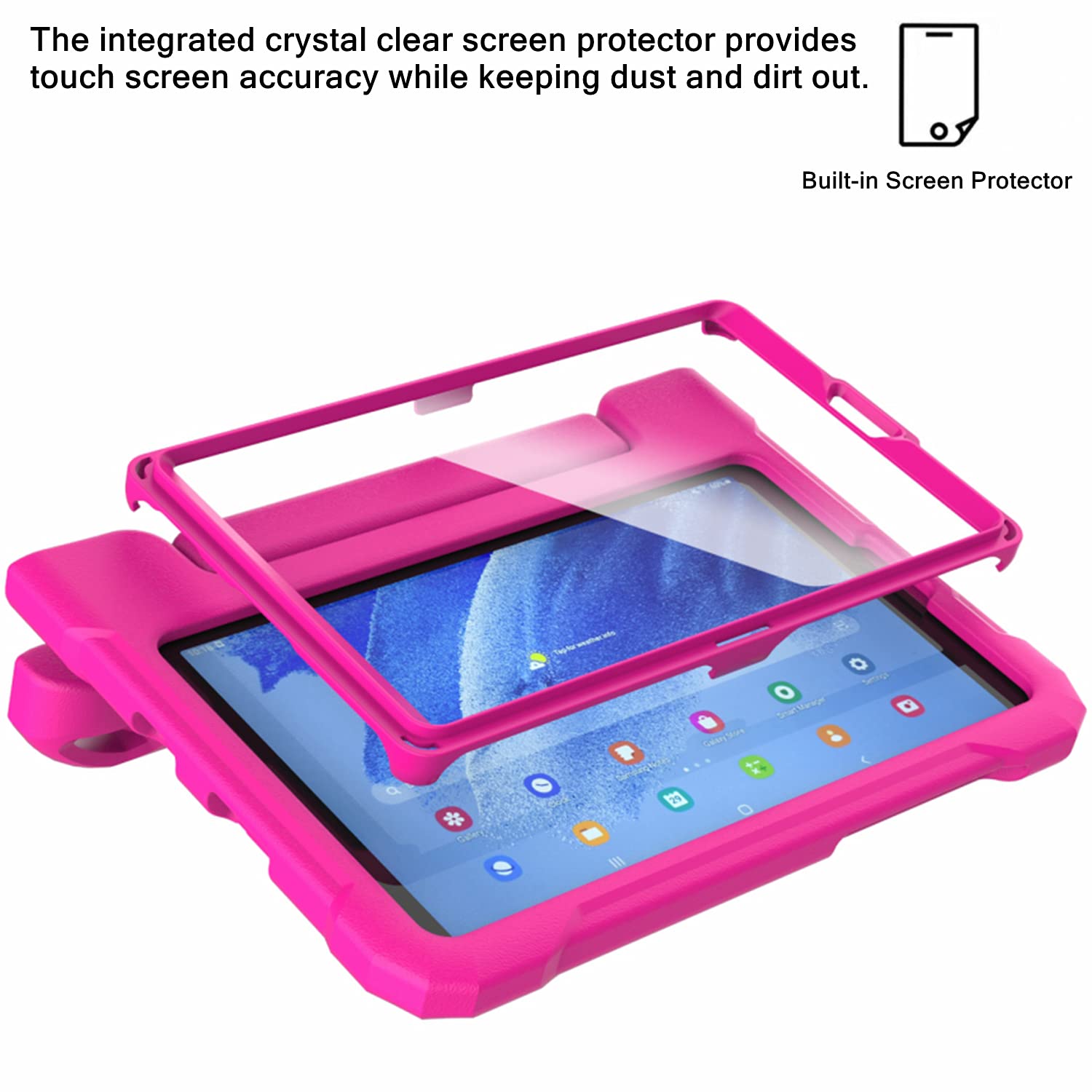 MAISON Kids Case for Samsung Galaxy Tab A9 8.7-inch 2023 SM-X110/X115/X117 & Galaxy Tab A7 Lite 8.7-inch 2021 T220/T225/T227 Shockproof, Built-in Screen Protector Stand Tablet Cover (Hot Pink)