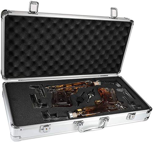 Pistol Whiskey Gun Decanter & Pistol Shot Glasses Set - Comes with A large Carrying Case - Drinking Party Accessories, Pistol Gun Liquor Decanter Bottle Great Gift!