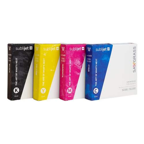Sawgrass SG500 ink Sublijet UHD with 110 Sheets SUBLIMAX Paper & 3 Rolls Tape Cyan Yellow Magenta Black
