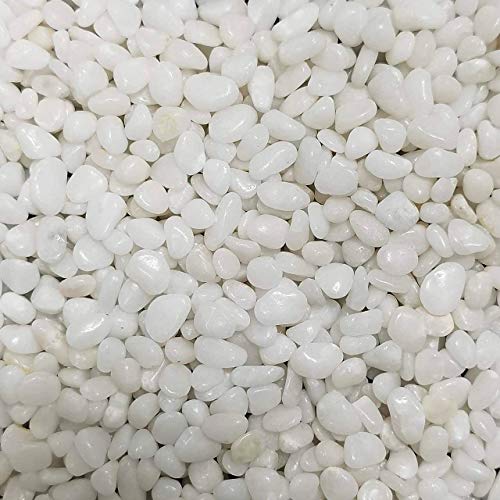 SACKORANGE 2 Pounds Natural Decorative Polished White Pebbles, 3/8" Gravel Size, Small Decorative River Rock Stones for Fresh Water Fish Animal Plant Aquariums, Landscaping, Home Decor etc.