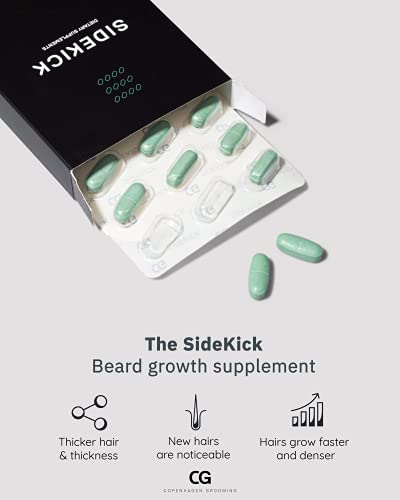 Copenhagen Grooming Sidekick (50 Days Supply) - Beard Growth Supplements - Beard Growth Pills w/Biotin - Vitamin Tablets for Facial Hair Growth for Men - Hair & Beard Vitamins Growth