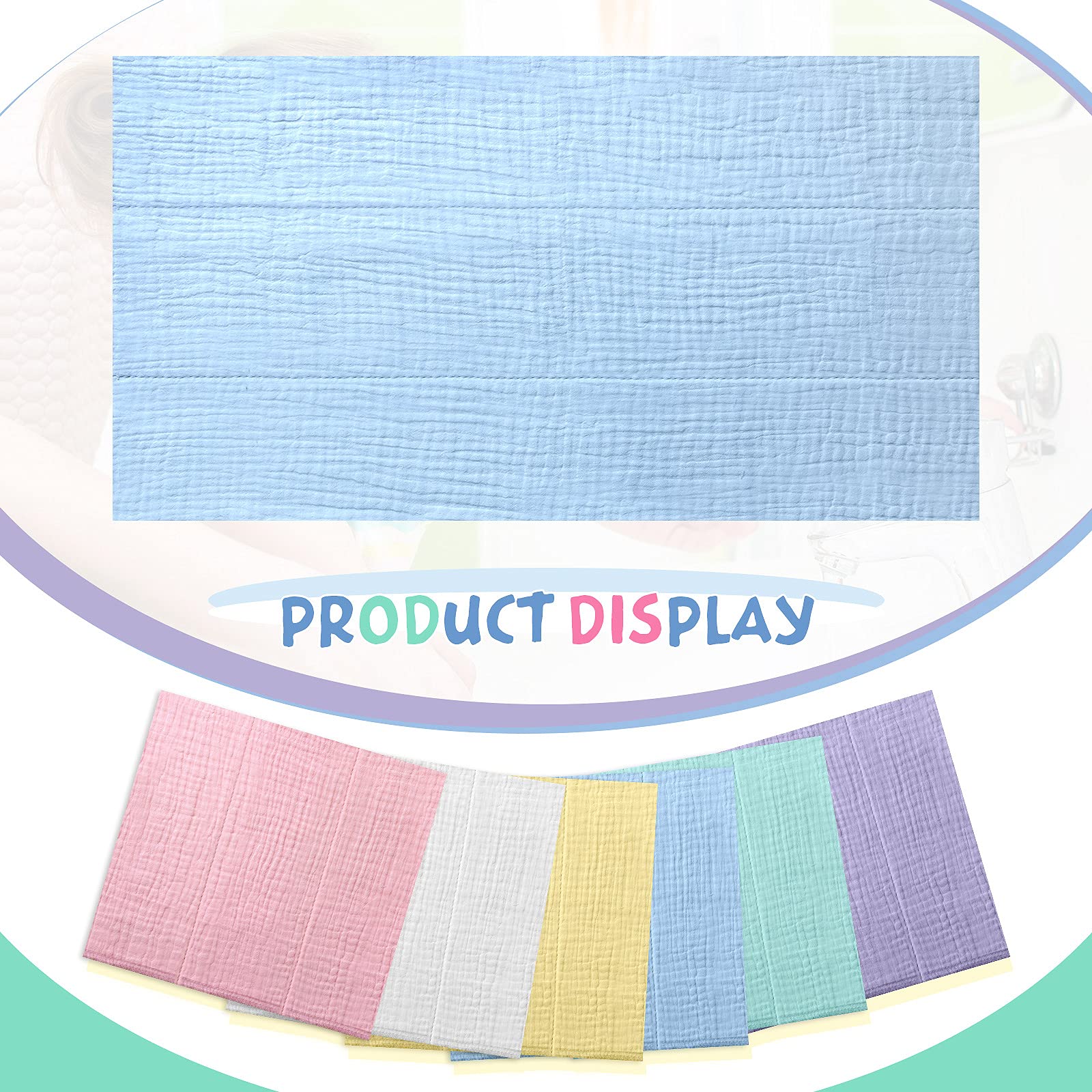 6 Pack Muslin Burp Clothes Double Layered Burping Cloths 20 x 10 Inch Infant Burp Clothes Soft Absorbent Cotton Burping Cloths Set Spit Up Rags Washcloths for Girls Boys (Bright Pattern)