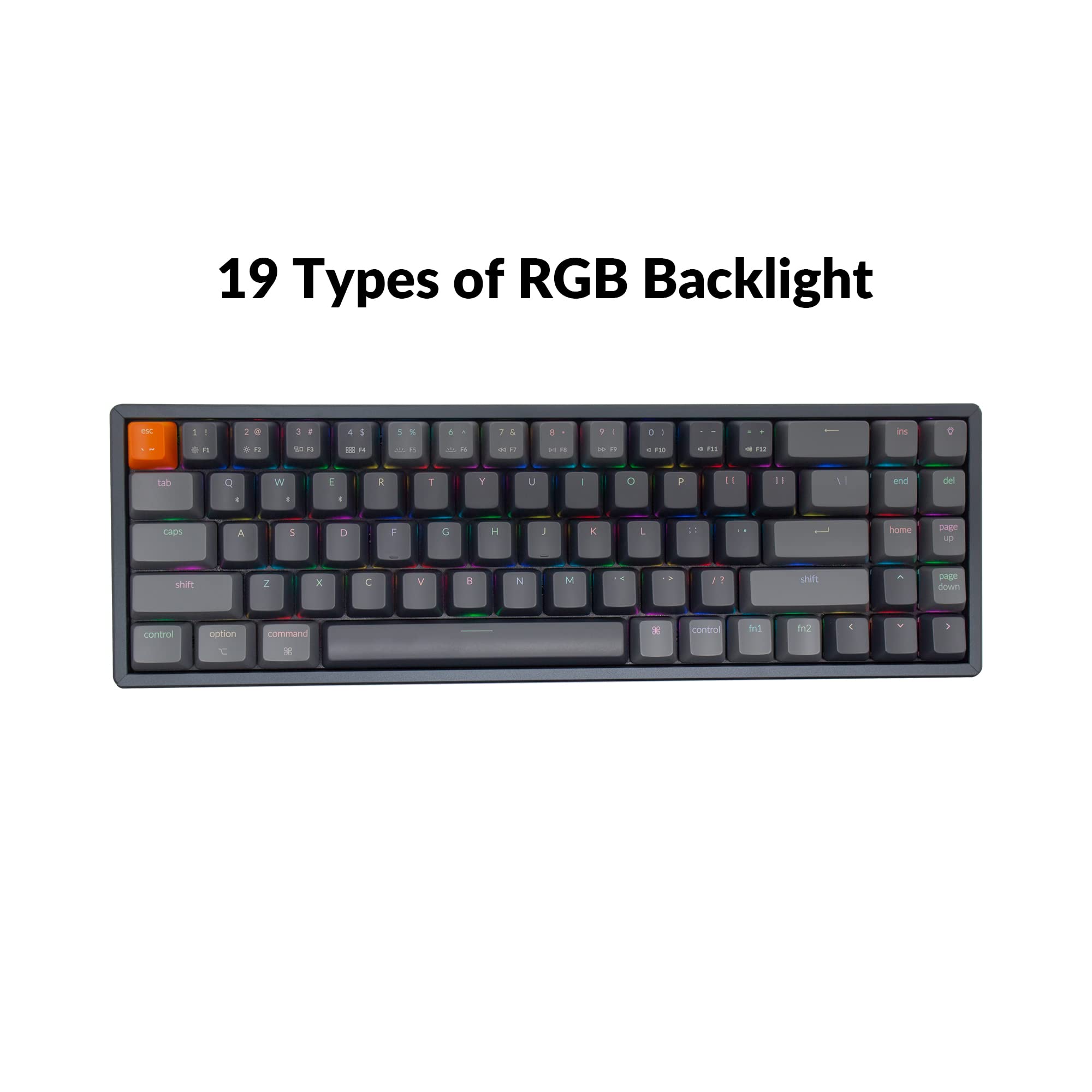 Keychron K14 70% Layout 72 Keys Bluetooth Wireless/USB Wired Mechanical Keyboard for Mac with Gateron G Pro Blue Switch/Multitasking/RGB Backlight/Aluminum Frame Computer Keyboard for Windows Laptop
