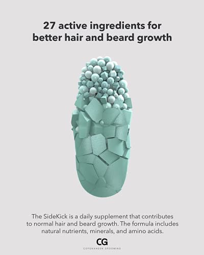 Copenhagen Grooming Sidekick (50 Days Supply) - Beard Growth Supplements - Beard Growth Pills w/Biotin - Vitamin Tablets for Facial Hair Growth for Men - Hair & Beard Vitamins Growth