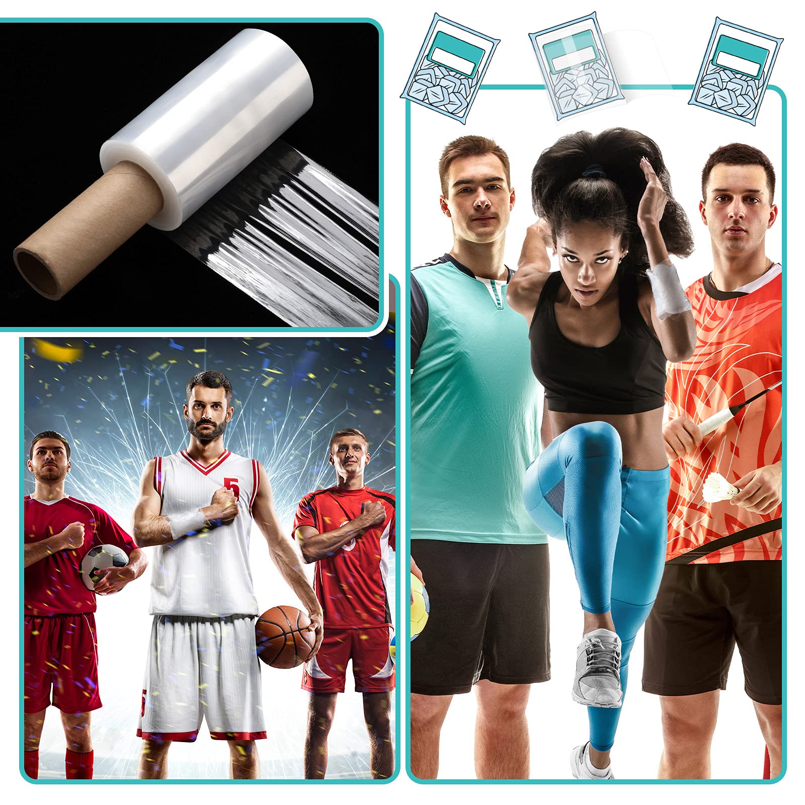 Outus Wrap Plastic Film with Handle Plastic Bags for Ice Tattoo Wrap Suitable for Athletic Trainers to Hold Ice Packs in Place for Moving Supplies Stretch Shrink