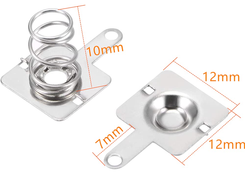 Cutelec 10Pairs Battery Springs AA Battery Negative to Positive Conversion Spring Contact Nickle Plated 12x12mm