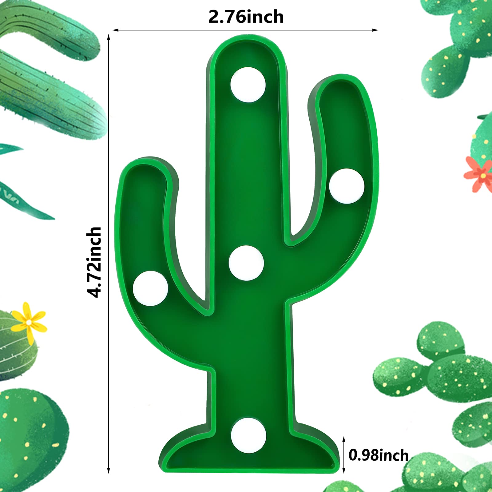 Riakrum 2 Pcs LED Night Light LED Cactus Light Mexican Party Decorations Cinco De Mayo Decorations Cute Lamp for Table Room Bedroom Party Decoration Home(4.72 x 2.76 Inch)