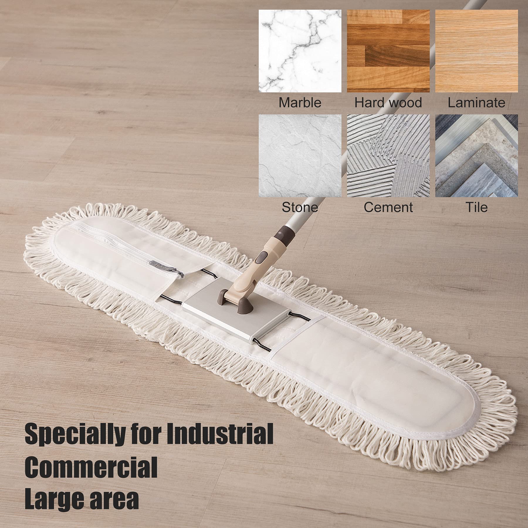2pcs Cotton Pad for Eyliden 36" Professional Industrial Mop (Only Fit Eyliden Model: FC-78,FC-77), Commercial Dust Mops Refill Pads (White, Fit 36” Dust Mop)