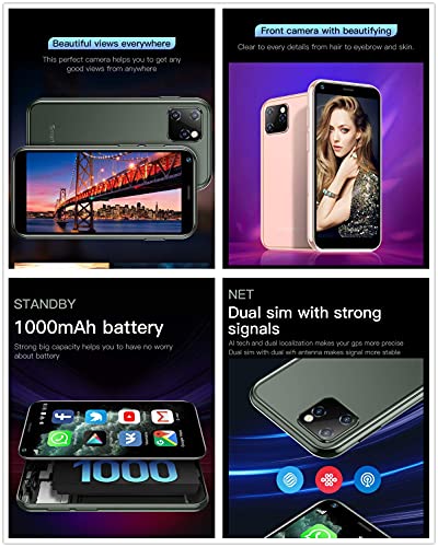 SOYES XS11 3G Mini Smartphone 2.5Inch WiFi GPS China Mobile 1GB RAM 8GB ROM Quad Core Android Cell Phones 3D Glass Slim Body HD Camera Dual Sim Google Play Cute Smartphone (Pink)