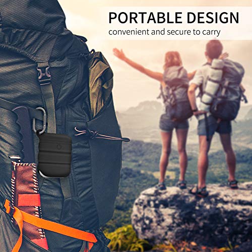 WWW Protective Case Designed for Apple AirPods 2 & 1 , 5 in 1 Accessories Set Silicone Cover for AirPods 2 and 1 Charging Case with AirPods Covers/Anti-Lost Lanyards/Keychain/Carrying Box Black