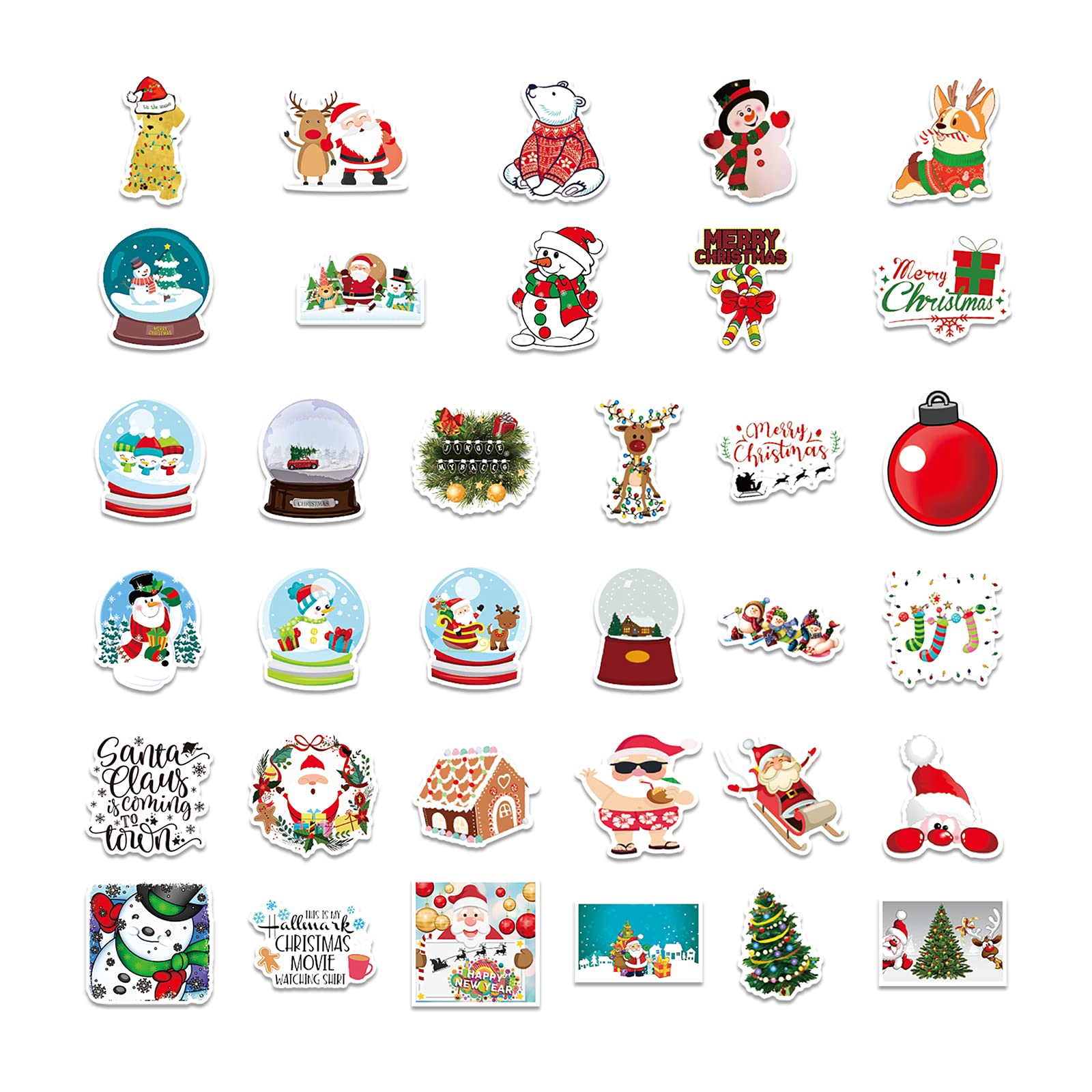 Guer Christmas Stickers 103PCS Santa Snowflake Merry Christmas Decorations for Teens Cute Decals for Scrapbooking Envelope Snowboard Water Bottle Laptop Gloves