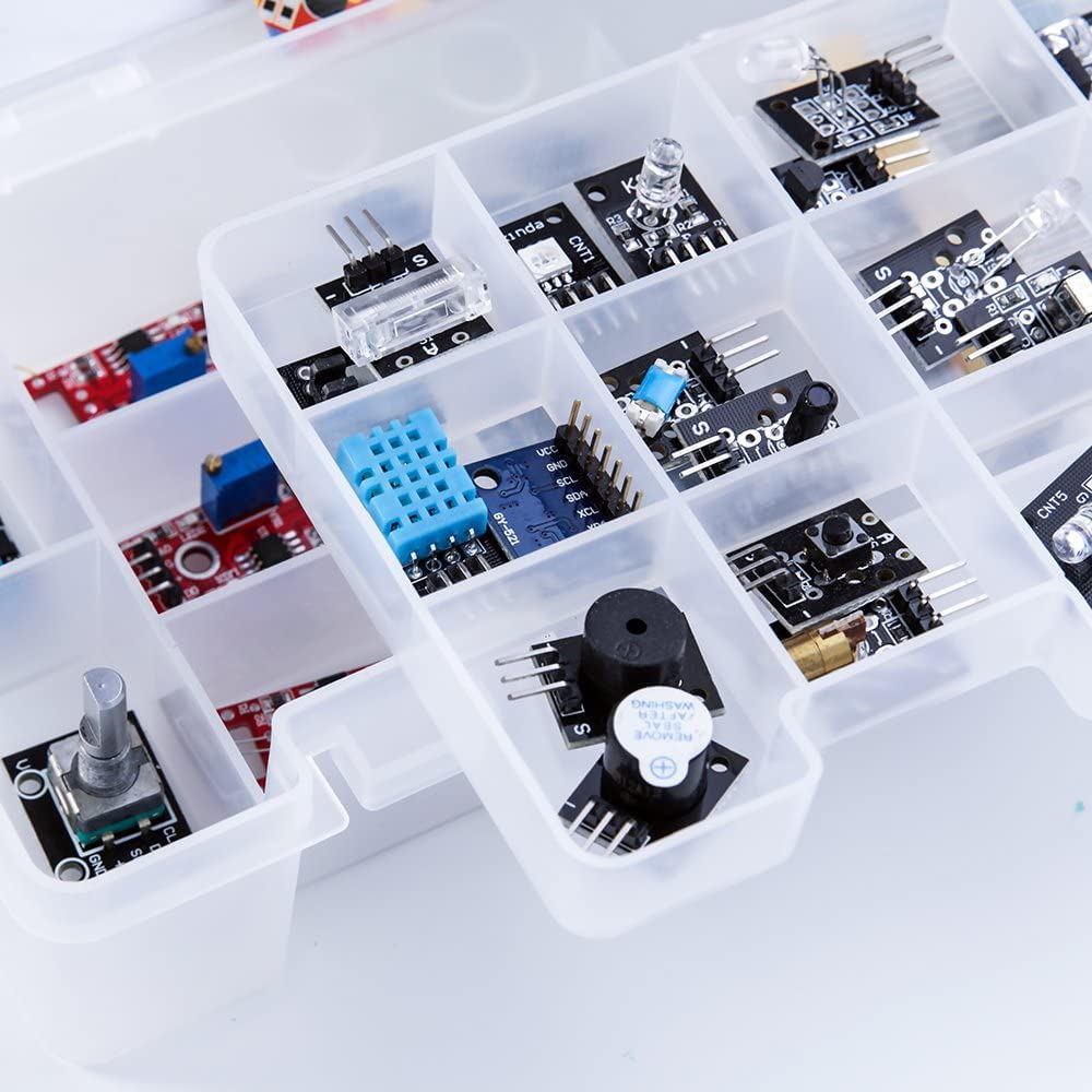 MMOBIEL 37 in 1 Sensor Modules Kit Complete Set for Most Single Board Computers Compatible with Arduino IDE UNO R3 Mega Nano Incl. Tutorial