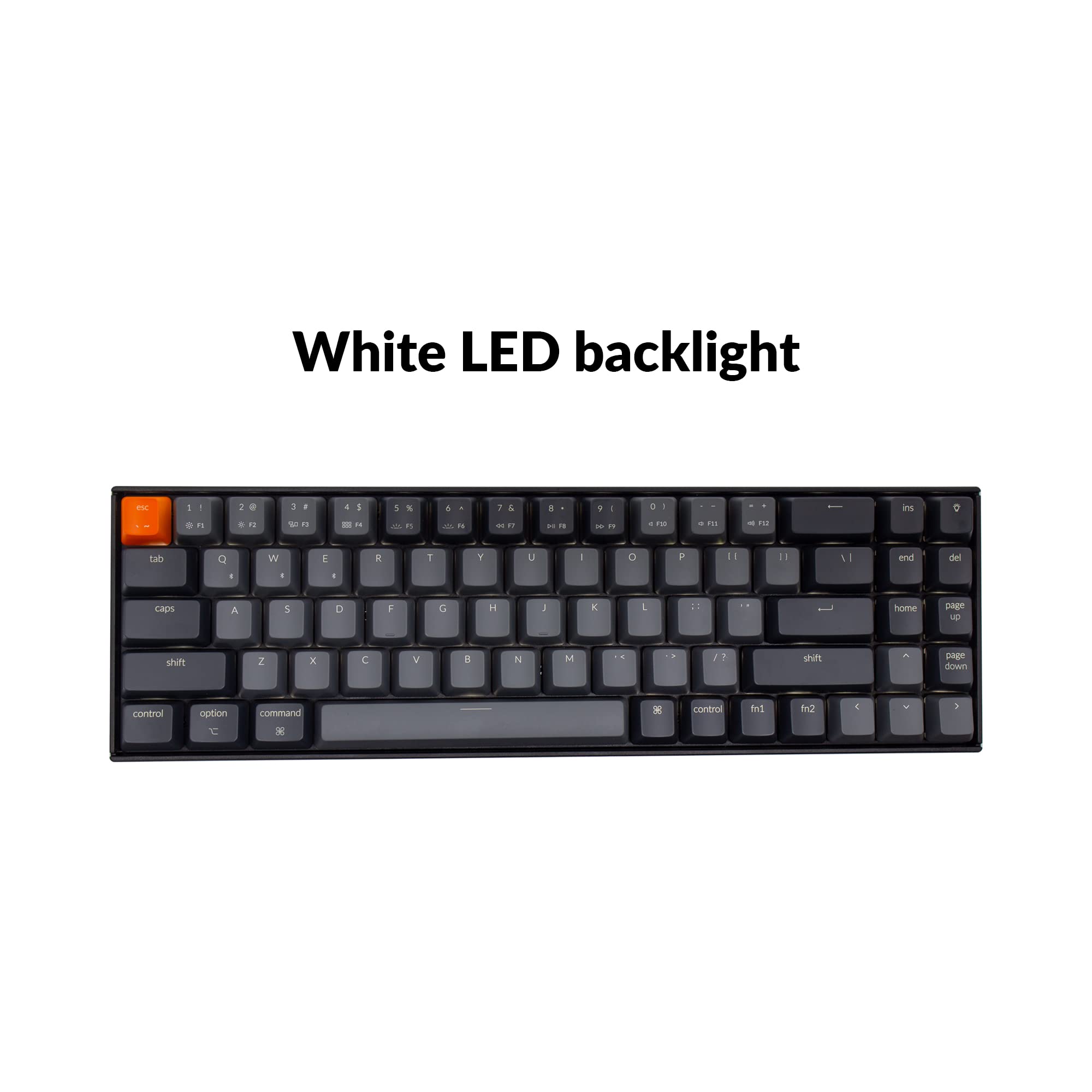 Keychron K14 70% Layout 72 Keys Hot-Swappable Bluetooth Wireless/USB Wired Mechanical Gaming Keyboard with Gateron G Pro Blue Switch/Multitasking/White LED Backlight Computer Keyboard for Mac Windows